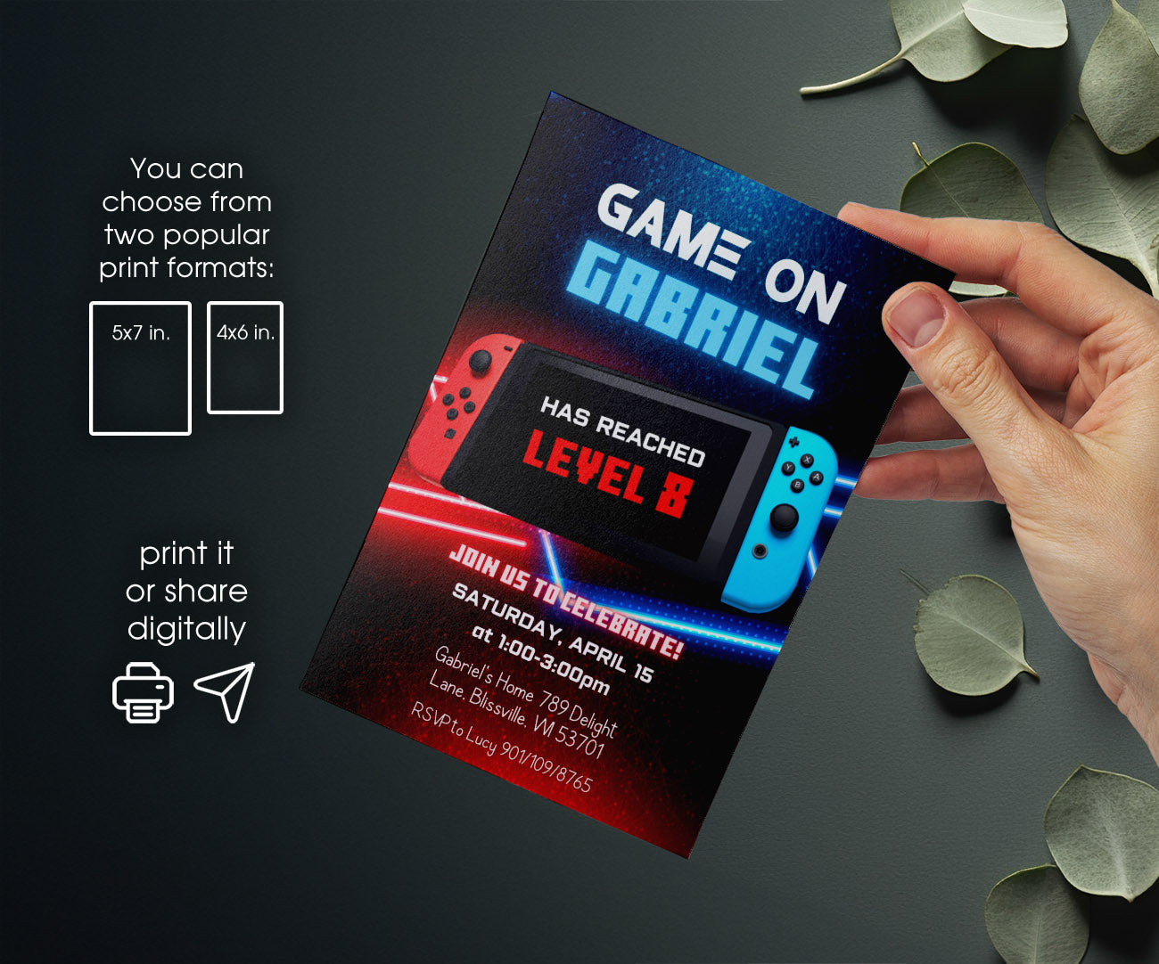 Nintendo Switch Gamer customizable invitation template | Share or Print ...