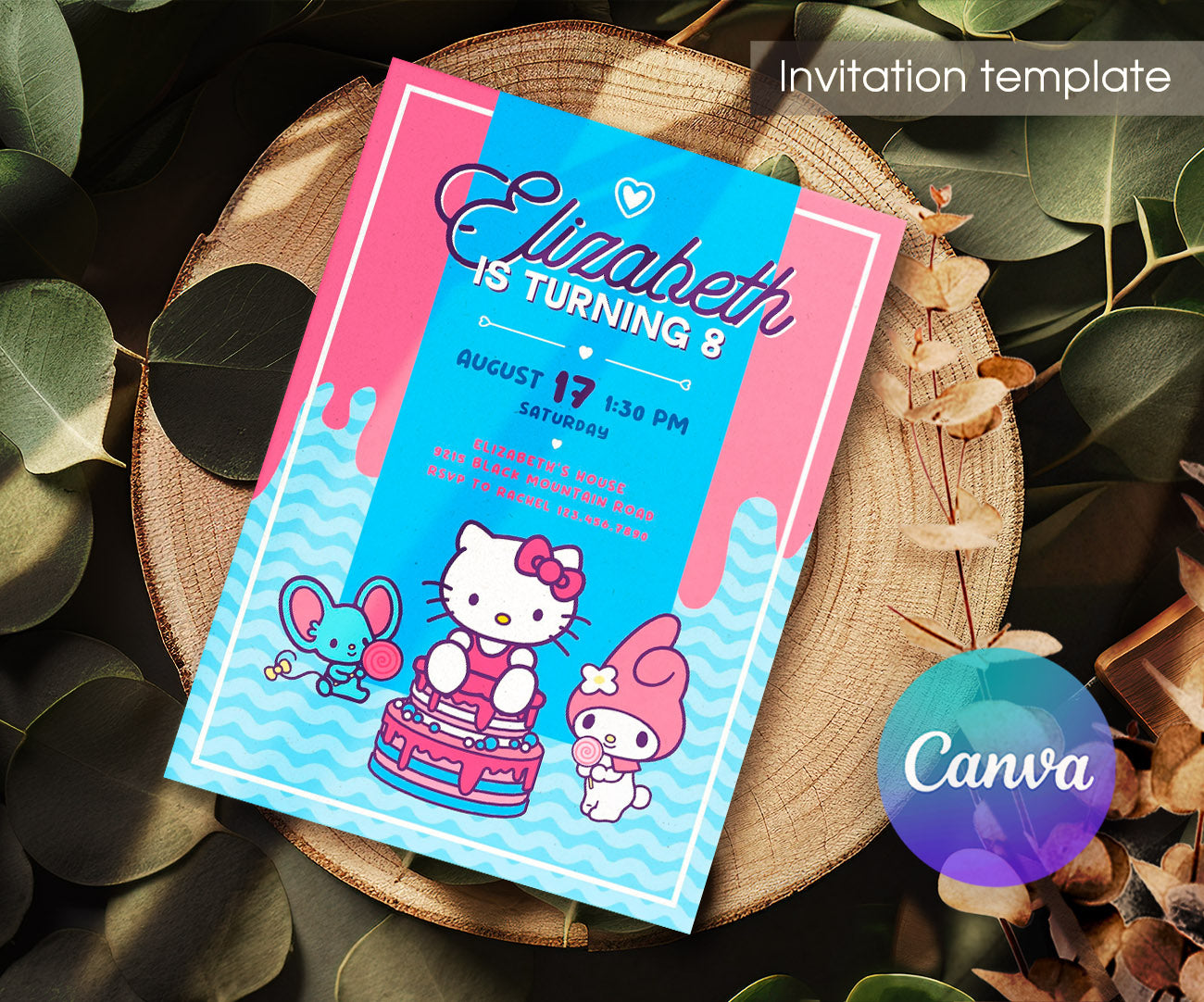 Hello Kitty Sanrio customizable invitation template | Share or Print ...