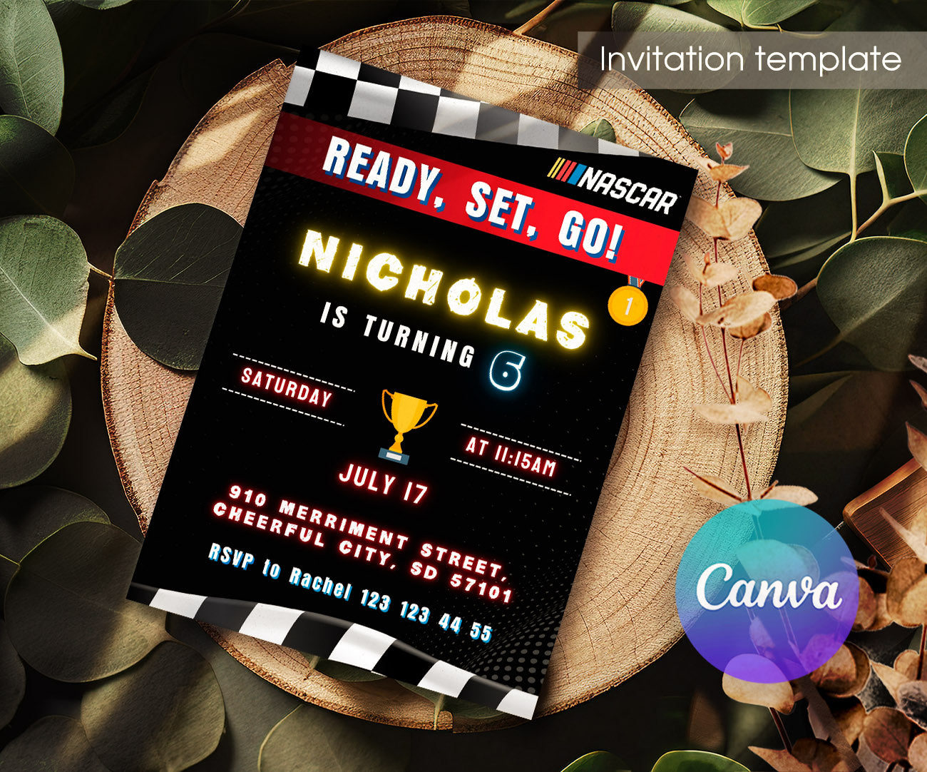 Nascar Ricky Bobby customizable invitation template | Share or Print ...